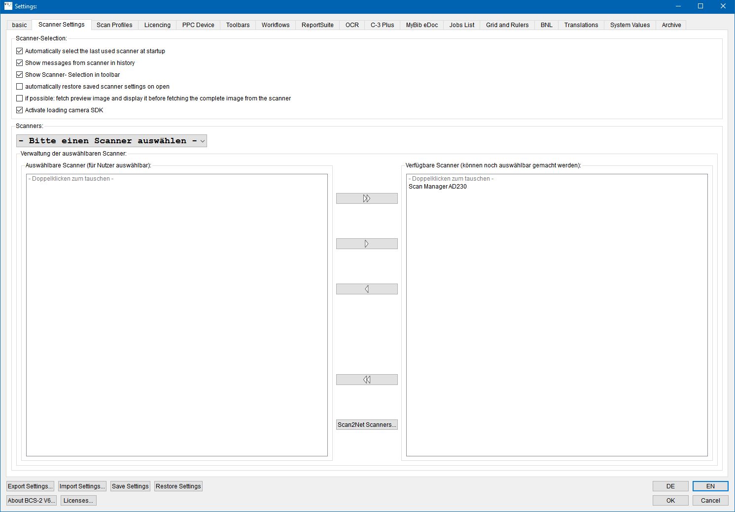 Scanner Settings - IWC-Manuals